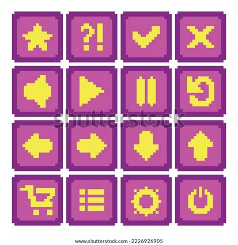 Pixel Art Game Menu Set Icon Stock Vector Royalty Free 2226926905 Shutterstock