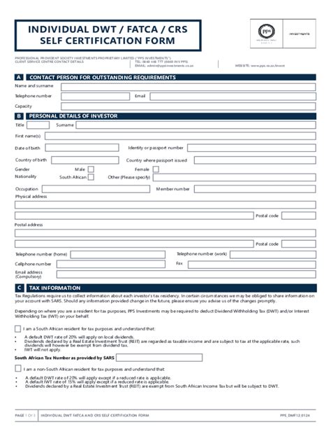 Fillable Online Crs And Fatca Certification Form Individuals Fax Email Print Pdffiller