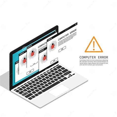 Isometric Computer Bug Error Notification Popupdebugging Book Vector Stock Vector