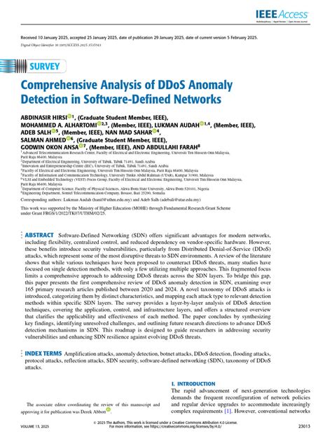 Comprehensive Analysis Of Ddos Anomaly Detection In Software Defined Networks Pdf Denial Of