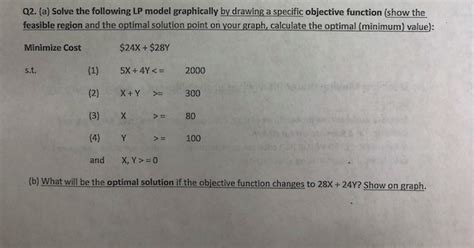 Q2 A Solve The Following Lp Model Graphically By