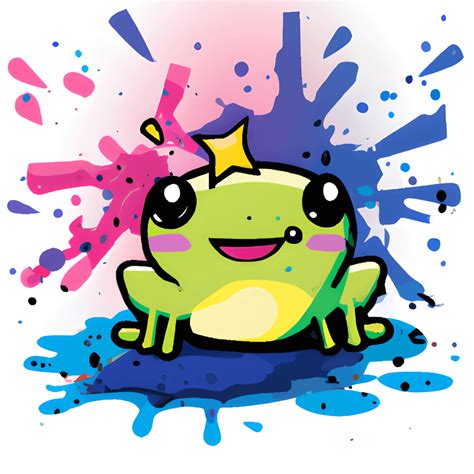 Chibi Frog With Splatter · Creative Fabrica