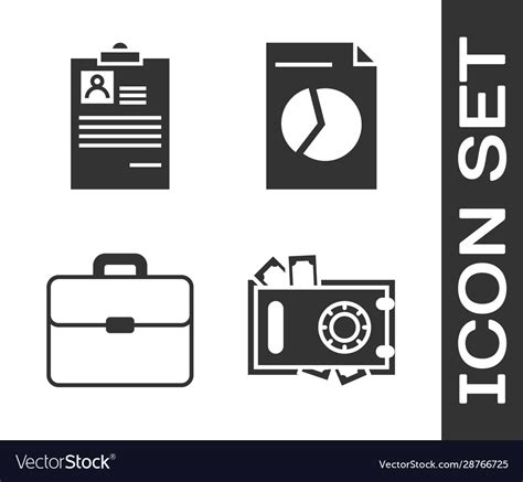 Set Safe And Money Clipboard With Resume Vector Image