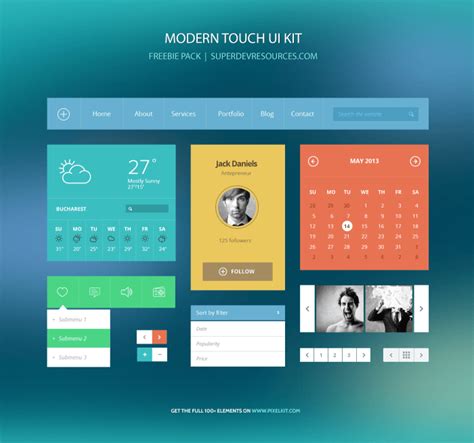 Free Modern Touch UI Kit From Pixelkit Super Dev Resources