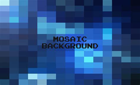 추상 파란색 기하학적 배경 창조적 인 디자인 템플릿 픽셀 아트 그리드 모자이크 8 비트 벡터 배경 모자이크에 대한 스톡 벡터 아트 및 기타 이미지 Istock