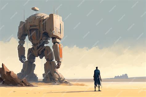 Premium Photo Young Man Standing And Looking At A Giant Sentinel