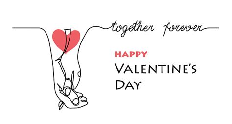 부부는 손을 잡고 있다 함께 영원히 레터링 라인 아트와 레드 하트 타투 2 발렌타인 데이 벡터 카드 사랑 일러스트를 위한 연속 라인 아트 드로잉 1개 2명에 대한 스톡 벡터