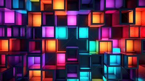 네온 색상과 기하학적 모양의 추상 배경 혼란스러운 3d 사각형 프레임 패턴 빨간색 녹색 배경 네온 색상 배경 색상 배경 이미지 Hd 빨간색 녹색 네온 색상 색상