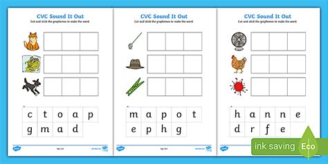 Phonics Phase 2 Cut And Stick Segmenting Activity Twinkl