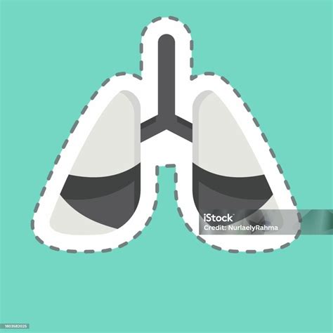 스티커 라인은 폐암을 잘라냅니다 세계 암 기호와 관련이 있습니다 심플한 디자인 편집 가능 간단한 일러스트레이션 건강 진단에 대한 스톡 벡터 아트 및 기타 이미지 Istock
