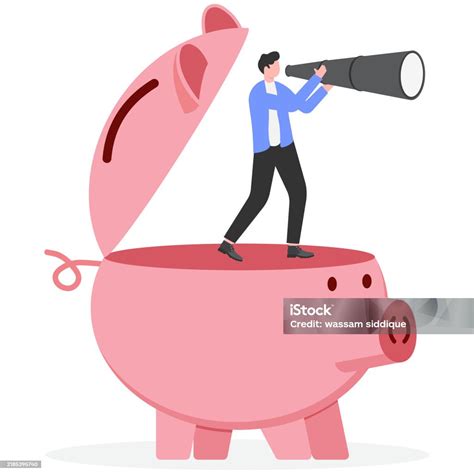 기회보기 개념 재무 계획 및 전략 개발 사업가는 비즈니스 평면 벡터 일러스트 디자인을 개발하기 위해 판매를 늘리기 위해 마케팅 전략을 찾고 있습니다 개념에 대한 스톡 벡터