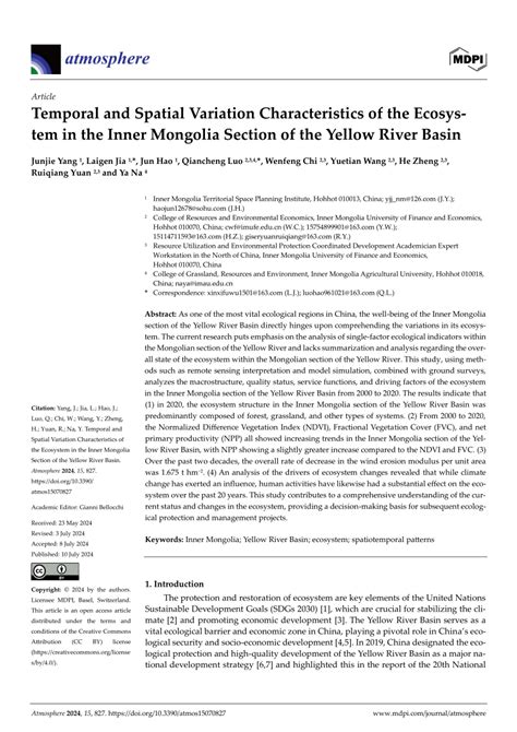 Pdf Temporal And Spatial Variation Characteristics Of The Ecosystem In The Inner Mongolia