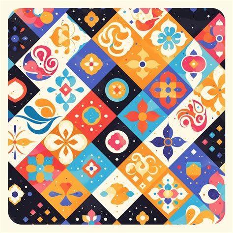 Malaysian Wau Bulan Kite Patterns With Colorful Designs Premium Ai