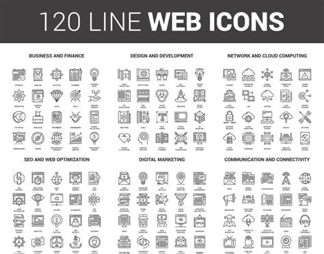 Finance And Business Line Icons Collection Big Ui Vector Image