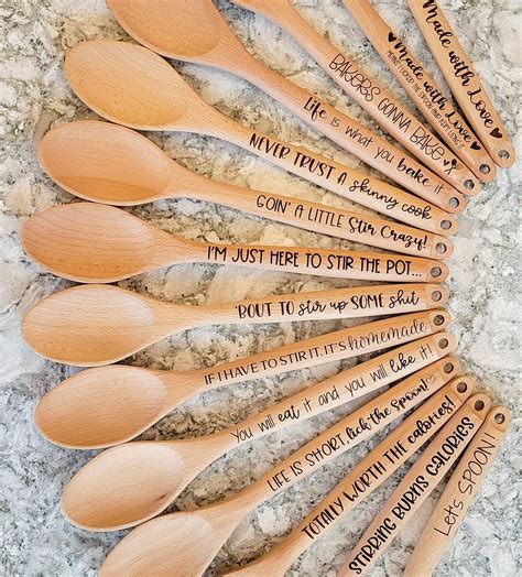 Engraved Wooden Spoons With A Variety Of Fun Snarky And Creative Sayings Laser Engraved Beech