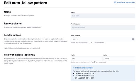 Creating An Auto Follow Pattern For Cross Cluster Replication Allows For Invalid Index Names