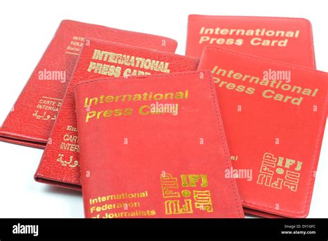 Several Press Credentials With Light Background Those Credentials Are