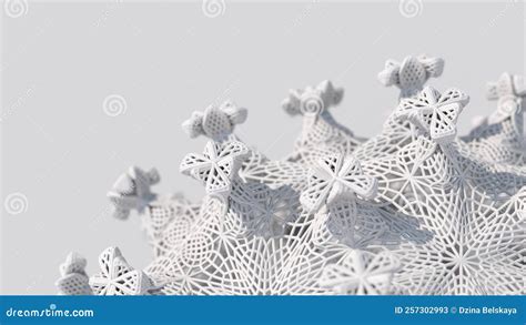Abstract Mesh Fractal Array White Monochrome Illustration 3d Render