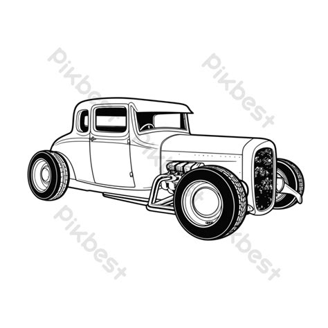 Outline Drawing Hot Rod Car Template 1927 Ford Model T Illustration Black Bedroom Furniture Sets