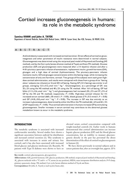 Pdf Cortisol Increases Gluconeogenesis In Humans Its Role In The