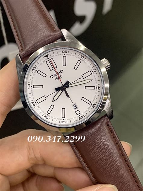 Mtp Vd02l 7eudf Đồng Hồ Casio Nam Dây Da Màu Nâu 3 Kim Chống Nước
