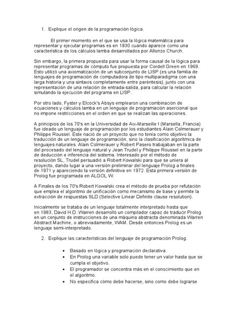 Evaluacion De Prolog Pdf Lenguaje De Programación Lógica De Primer Orden