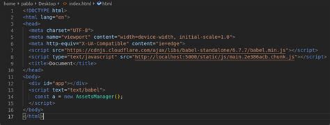 Javascript How To Load A Production Create React App Script Inside An Html Page Stack Overflow