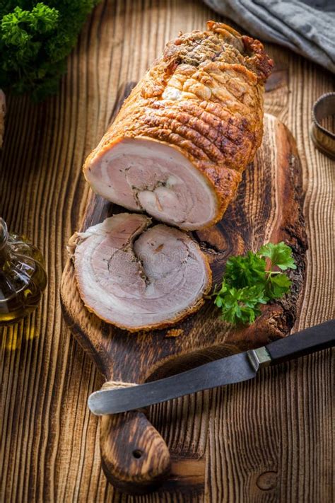 Baked Rolled Bacon With Spices Stock Image Image Of Roulade Roast