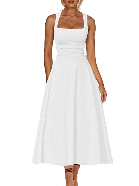 Kaximil Womens Square Neck Corset A Line Maxi Dress Ruffle Ruched