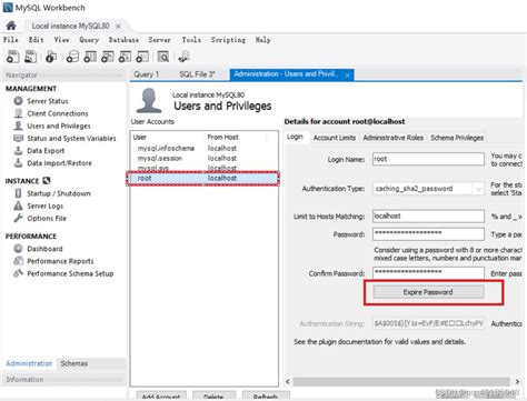 Mysql80修改密码（在工作台修改，简单快捷，方便高效）mysql Workbench 80 Ce Password Expired