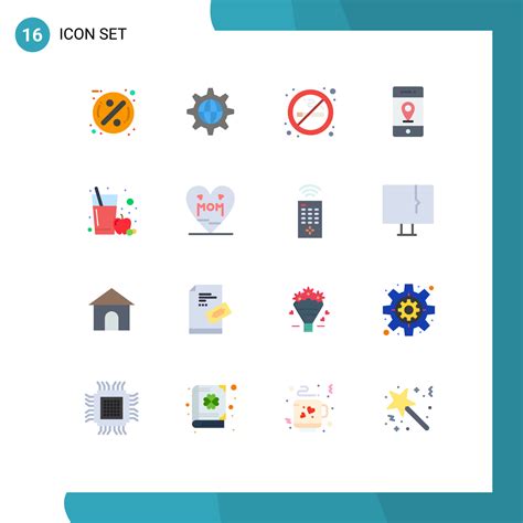 16 User Interface Flat Color Pack Of Modern Signs And Symbols Of Fruit Juice Signs No Pin