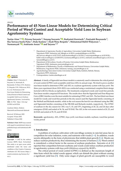 Pdf Performance Of 45 Non Linear Models For Determining Critical