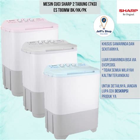 Jual Mesin Cuci Sharp 2 Tabung 7 Kg ES T80MW PK HK BK Shopee Indonesia