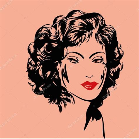 Erotic Pin Up Girl Portrait Vector Art — Stock Vector © A1vector 32083263