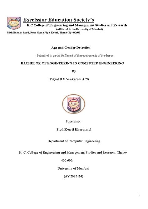 Ml Mini Project Reports Excelssior Education Societys K College Of Engineering And Management