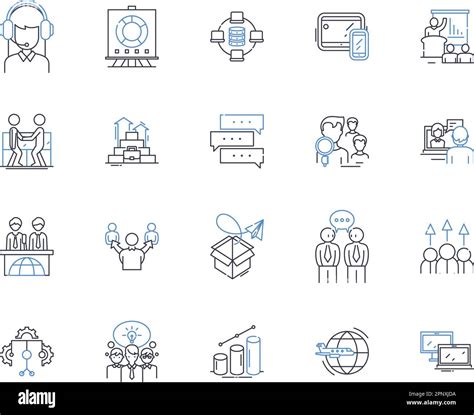 Department Meeting Line Icons Collection Productivity Communication