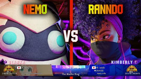 SF6 Nemo Blanke VS Ranndo Kimberly High Level Gameplay Street
