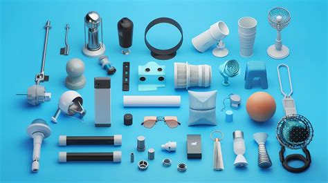 An Assortment Of Various Objects On A Blue Background Premium Ai