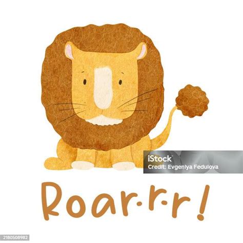 귀여운 사자 비문 포효 재미 있는 아이의 포스터입니다 손으로 그린 수채화 그림입니다 아기 방 포스터 카드 베이비 샤워 및 생일 파티를위한 디자인 국왕에 대한 스톡 벡터 아트