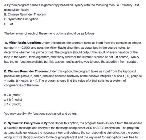Solved A Python Program Called Assignment1py Based On Sympy