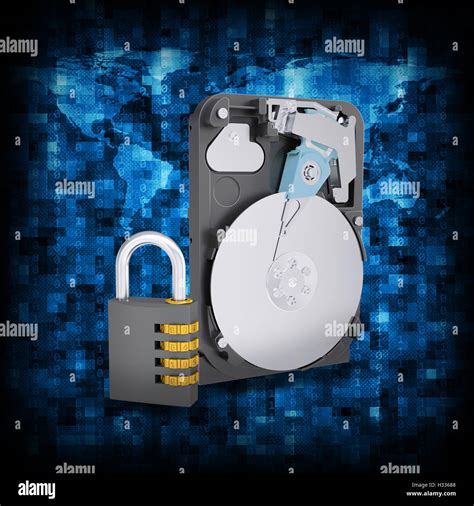 Binary Code And HDD With Combination Lock Stock Photo Alamy