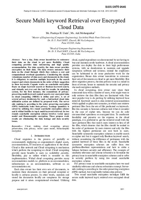 pdf secure multi keyword retrieval over encrypted cloud data arti