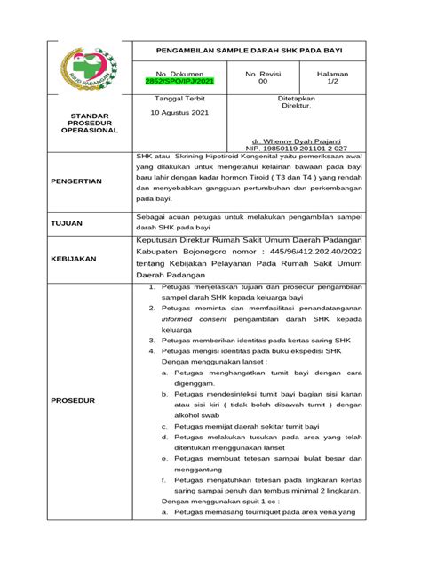 Spo Pengambilan Sampel Shk Pdf