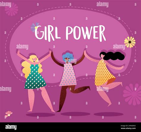 Girl Power Poster With Women Stock Vector Image And Art Alamy