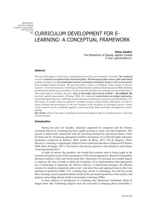 Pdf Curriculum Development For E Learning A Conceptual Framework