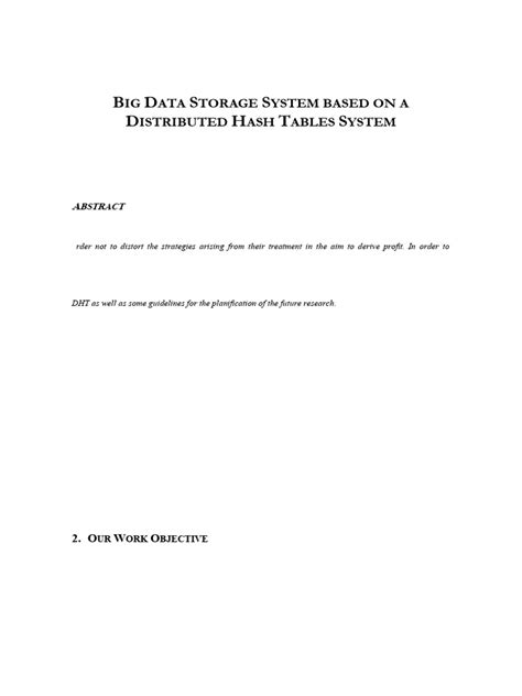 Big Data Storage System Based On A Distributed Hash Tables System Pdf