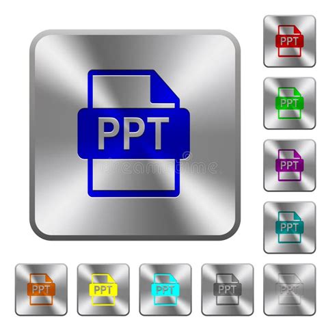 ppt file format rounded square steel buttons stock vector
