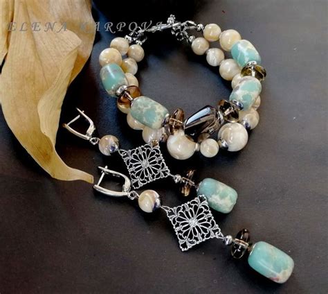 Комплект с перламутром яшмой и раухтопазом Купель купить подарок в интернет магазине на Ярмарке