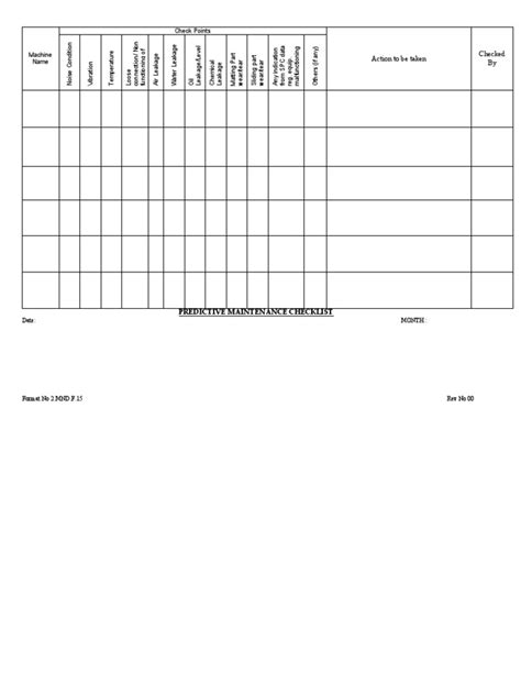Predictive Maintenance Checklist Pdf