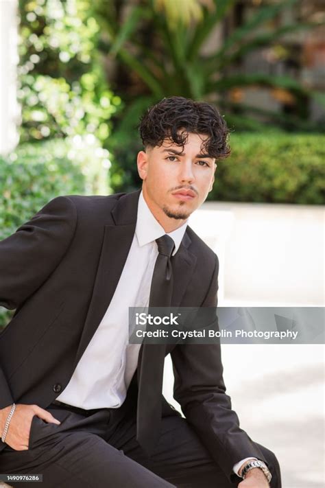 2023 Highschool Senior Young Man Welldressed In A Black Suit White